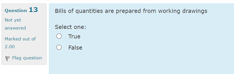 Solved Bills of quantities are prepared from working | Chegg.com