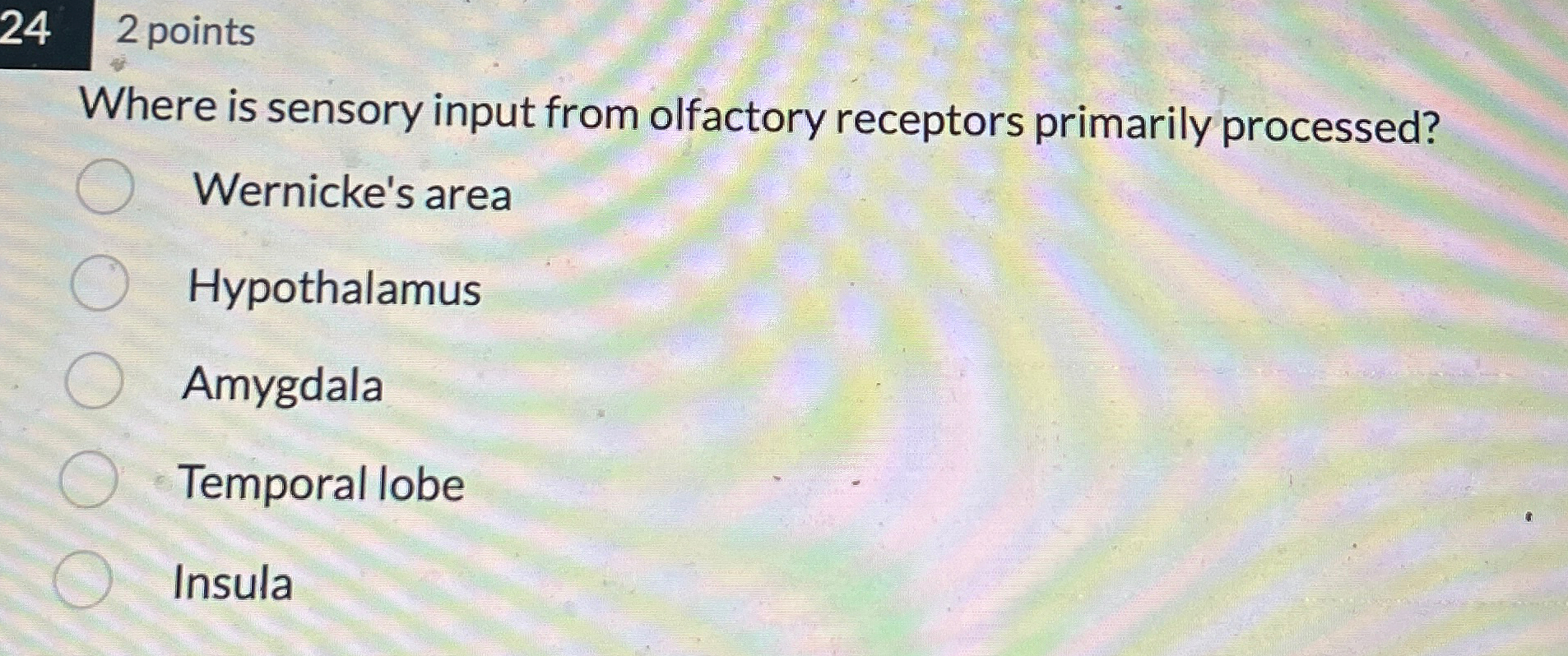 Solved 242 ﻿pointsWhere is sensory input from olfactory | Chegg.com