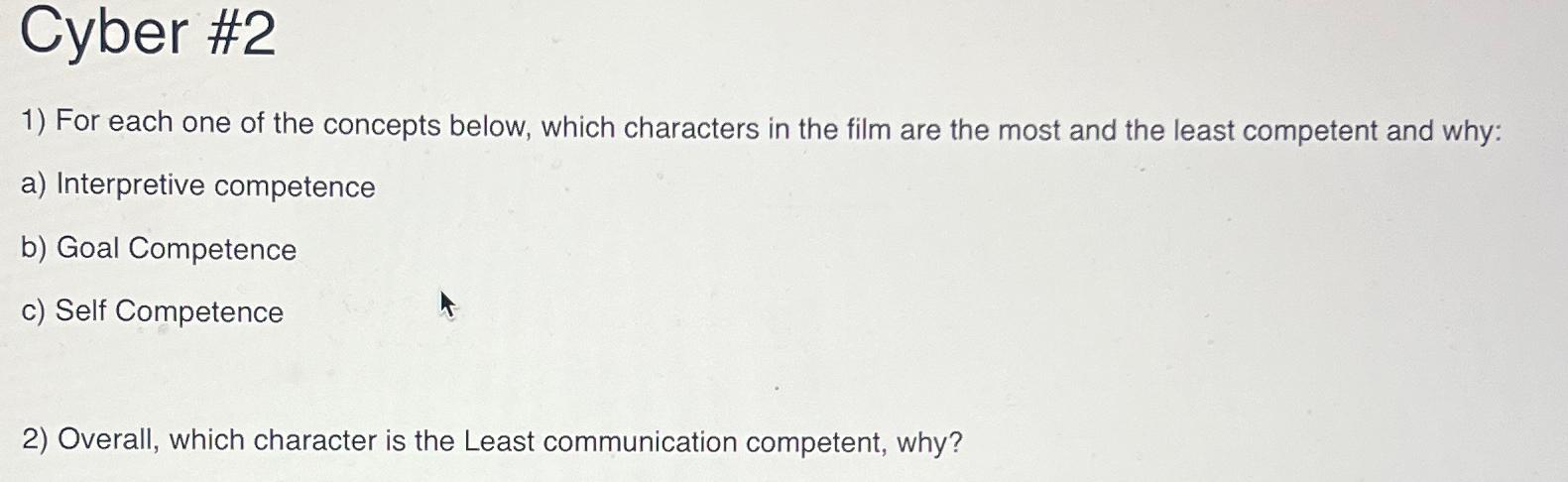 Solved Cyber #2For each one of the concepts below, which | Chegg.com