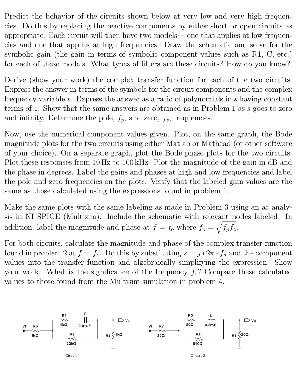 Solved Predict the behavior of the circuits shown below at | Chegg.com
