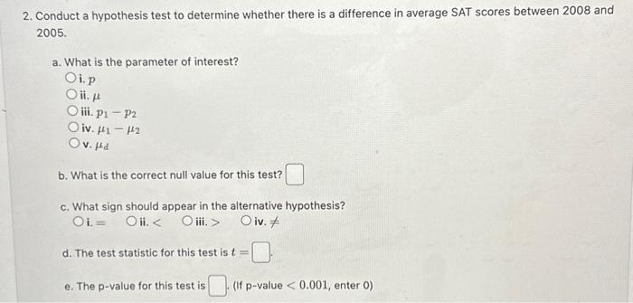 Solved Did states change their average SAT mathematics | Chegg.com