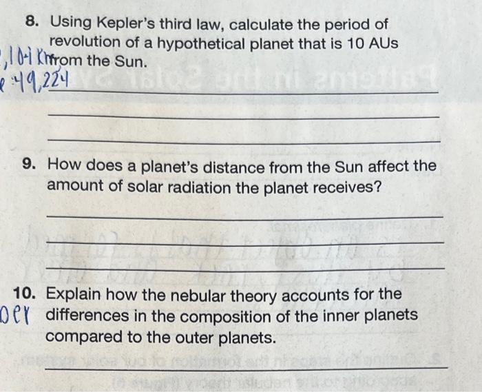 Solved 8. Using Kepler's third law, calculate the period of | Chegg.com