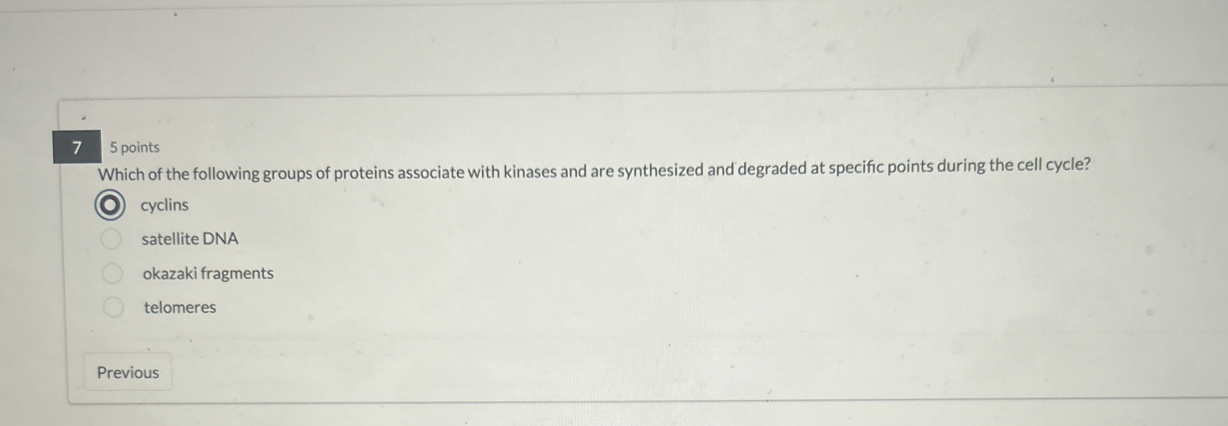 Solved 75 ﻿pointsWhich of the following groups of proteins | Chegg.com
