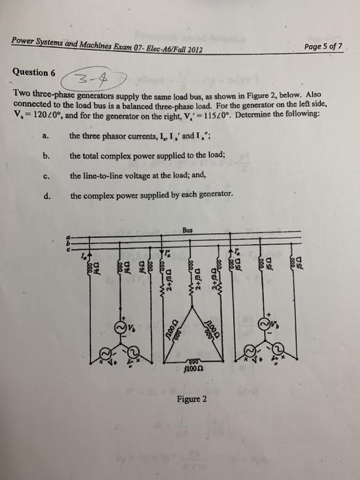 Solved Power Systems and Machines E.cam 07- Elec-A6/Fall | Chegg.com