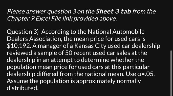 Solved Please answer question 3 on the Sheet 3 tab from the | Chegg.com