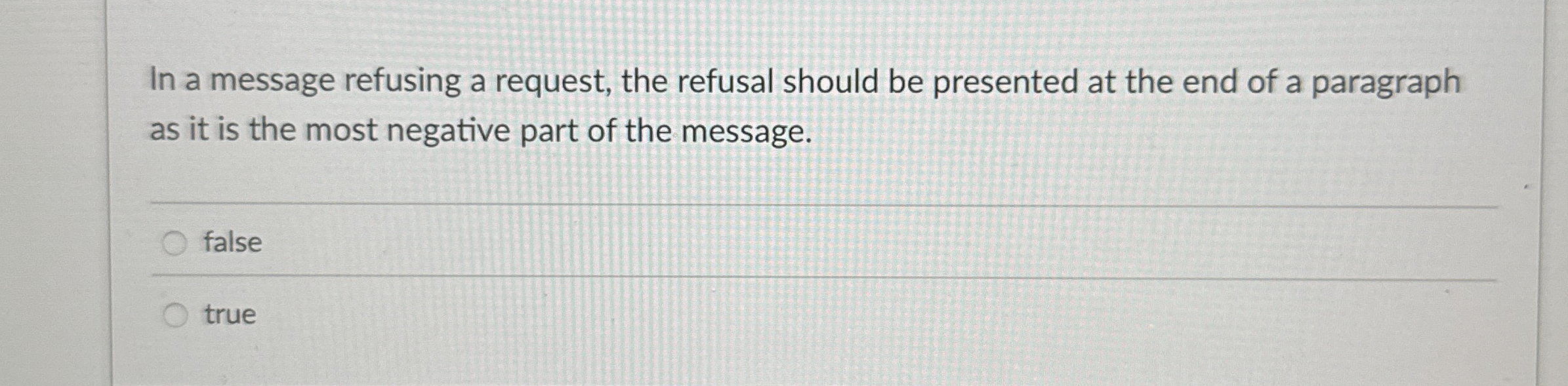Solved In a message refusing a request, the refusal should | Chegg.com