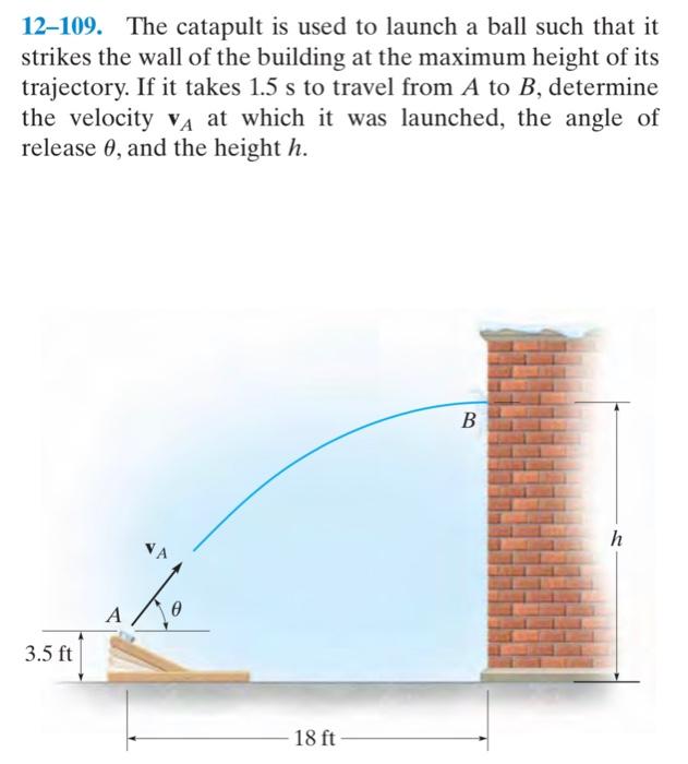 Solved 12-109. The catapult is used to launch a ball such | Chegg.com