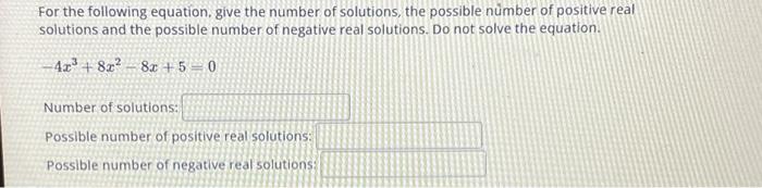 Solved For the following equation, give the number of | Chegg.com