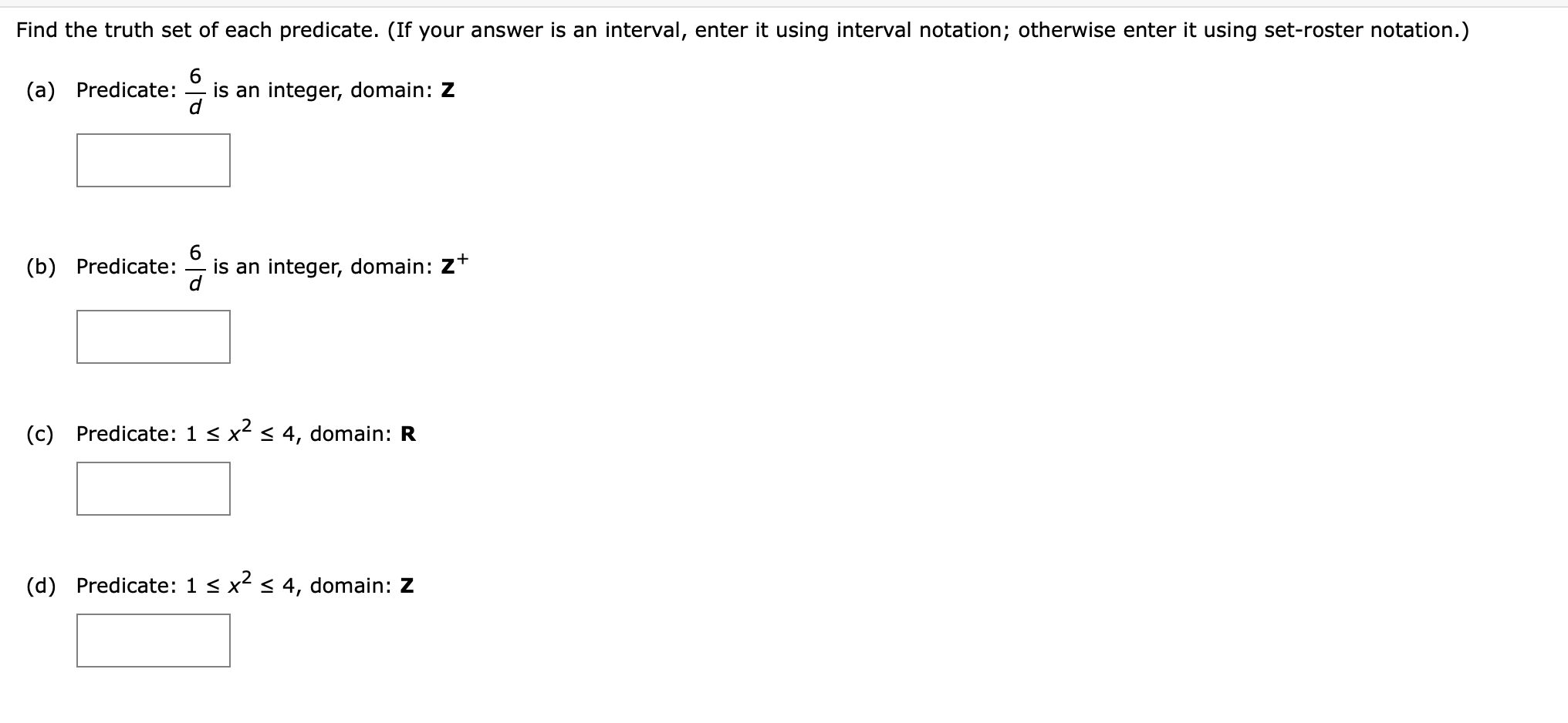 Solved Find the truth set of each predicate. (If your answer | Chegg.com