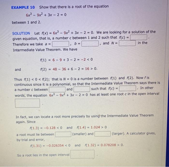 Solved EXAMPLE 10 Show that there is a root of the equation | Chegg.com
