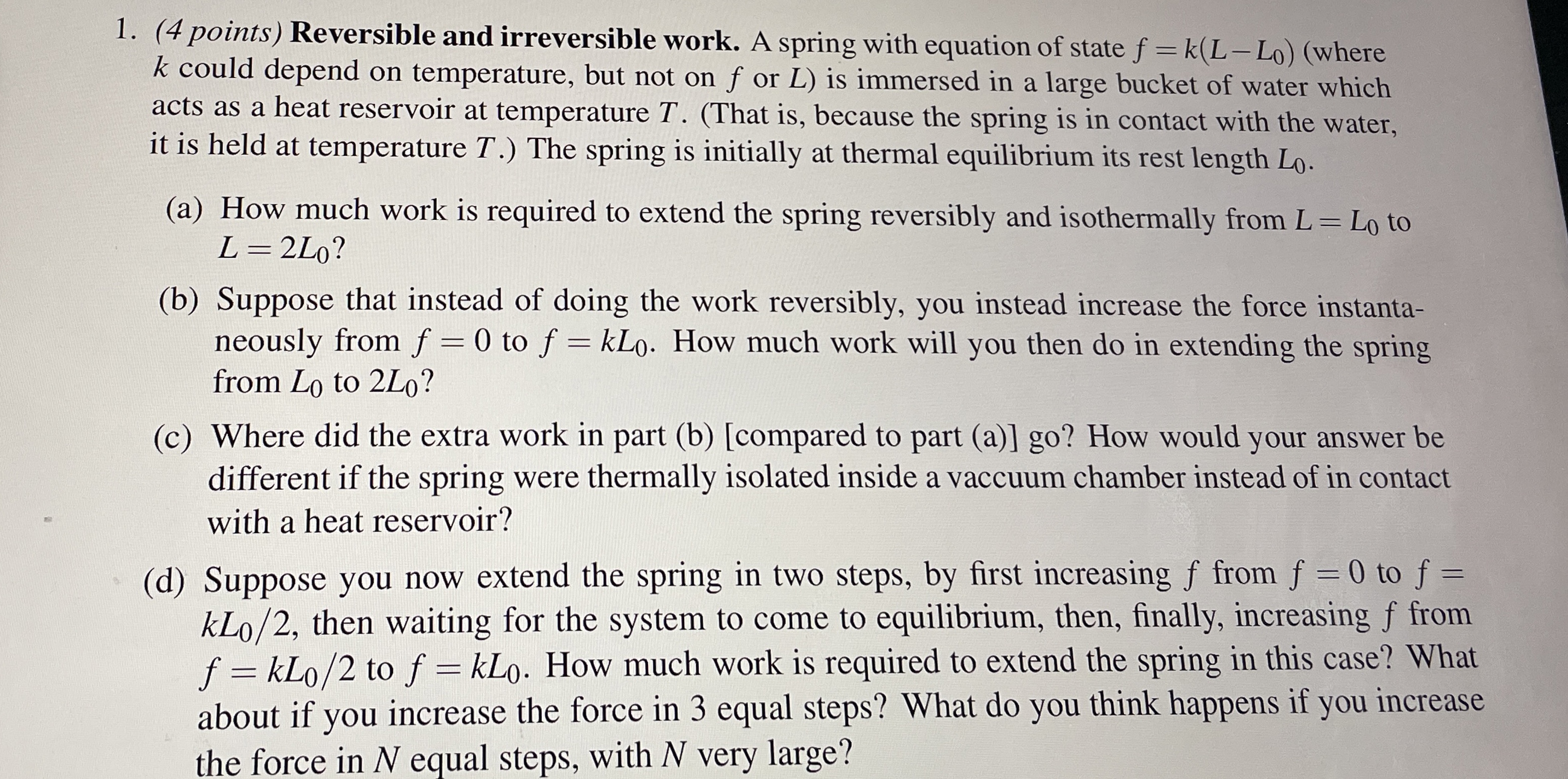 (4 ﻿points) ﻿Reversible and irreversible work. A | Chegg.com