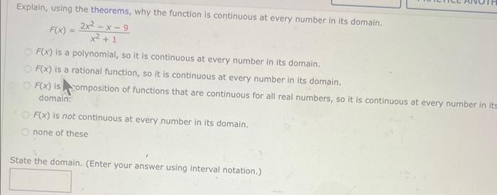 Solved Explain, using the theorems, why the function is | Chegg.com