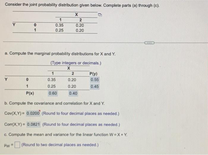 Solved Consider the joint probability distribution given | Chegg.com