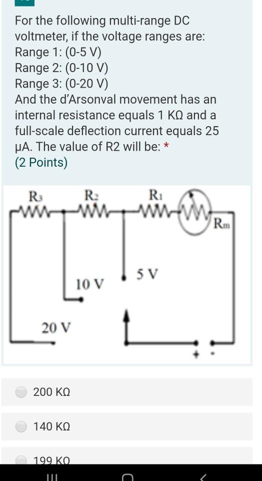 Solved For the following multi-range DC voltmeter, if the | Chegg.com