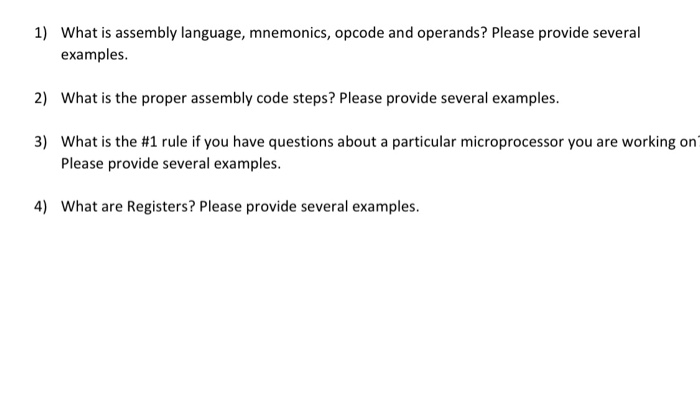 Solved 1 What Is Assembly Language Mnemonics Opcode And 
