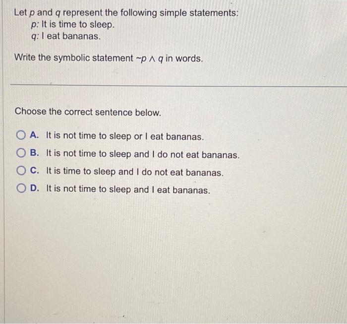 Solved Let p and q represent the following simple | Chegg.com