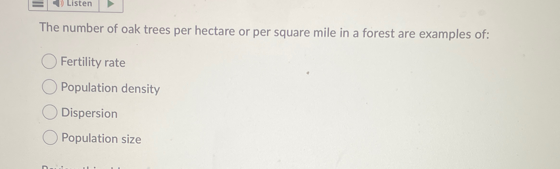 Solved The number of oak trees per hectare or per square | Chegg.com