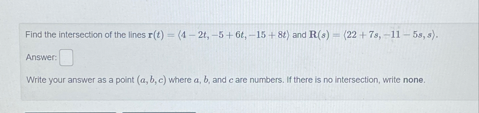 Solved Find the intersection of the lines | Chegg.com
