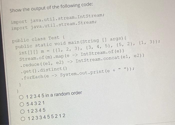 Solved Show the output of the following code: import | Chegg.com
