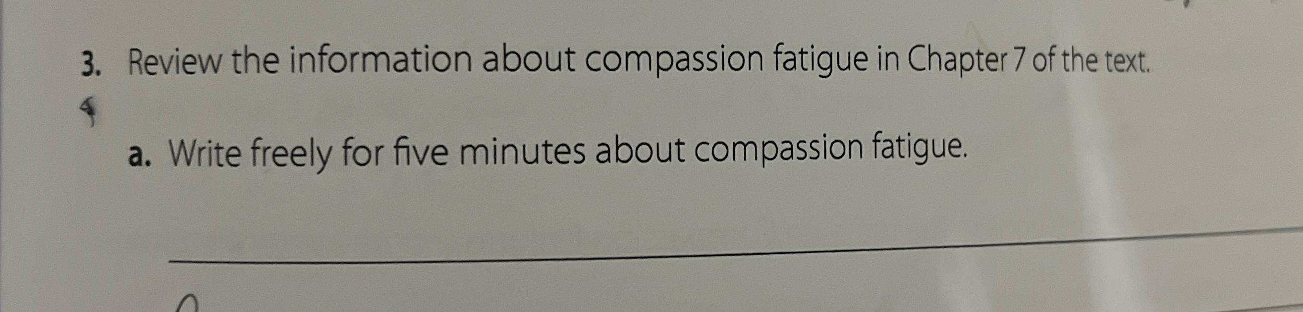 Solved Review the information about compassion fatigue in | Chegg.com