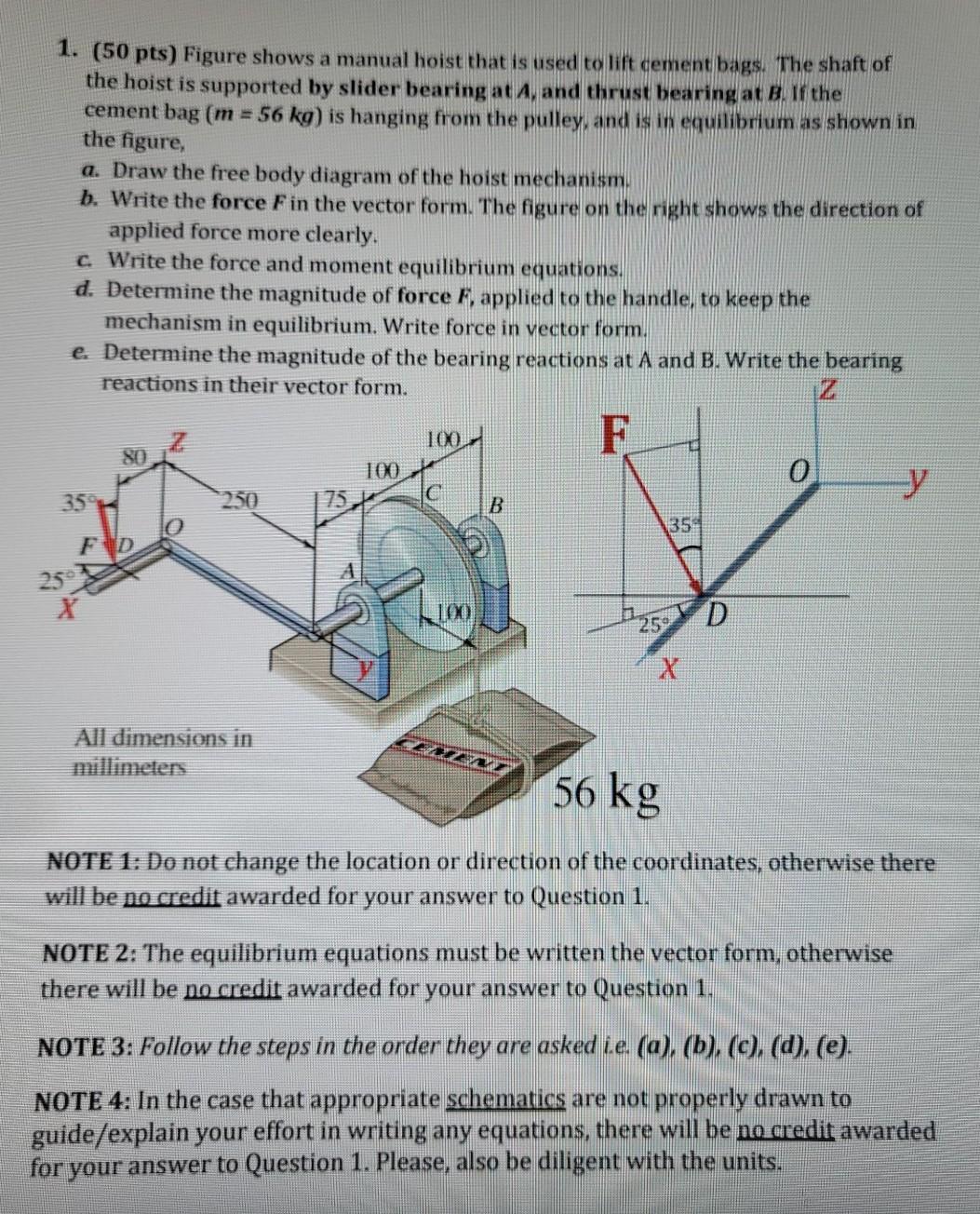 Solved 1. (50 pts) Figure shows a manual hoist that is used | Chegg.com