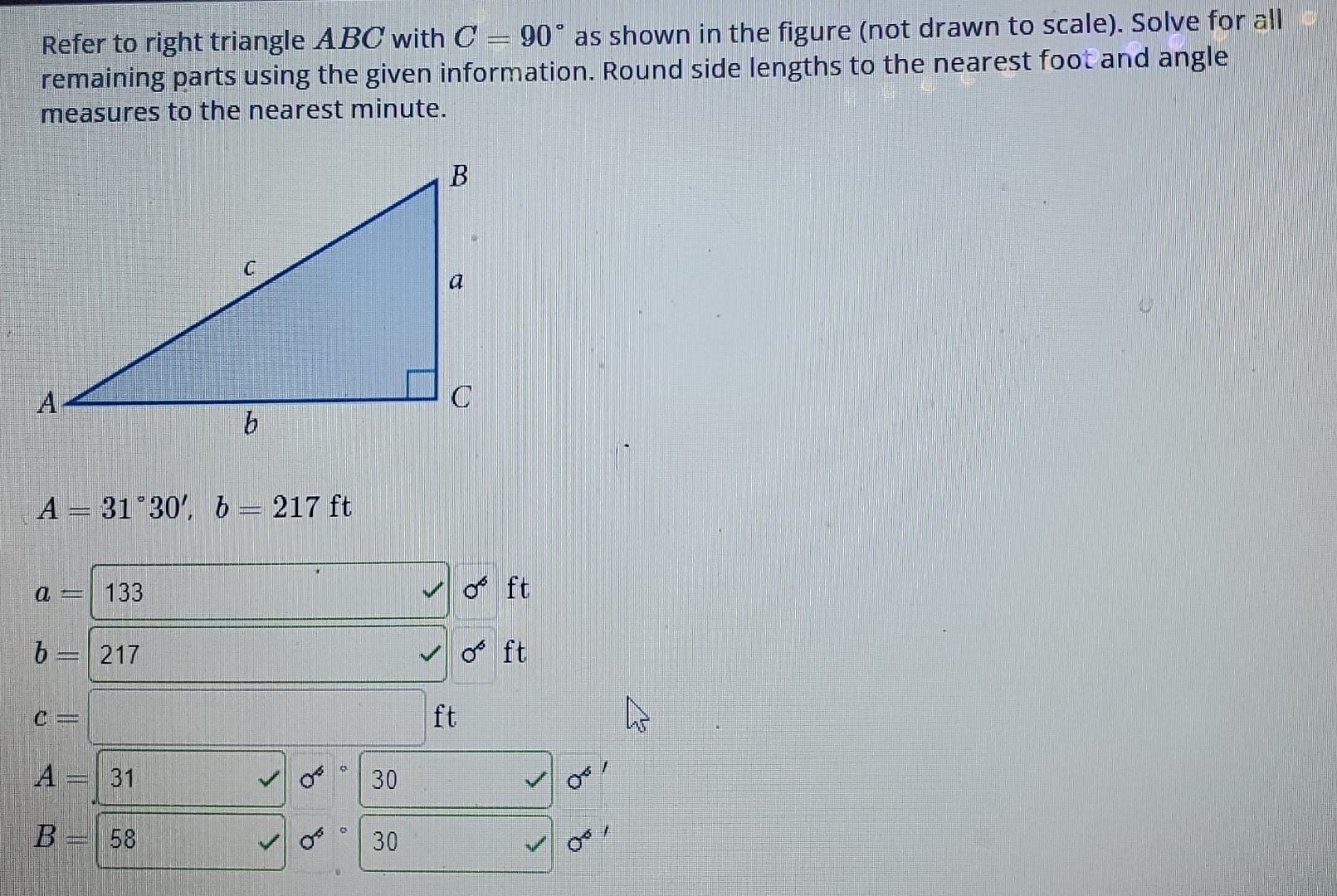 Solved Refer to right triangle ABC with C=90° ﻿as shown in | Chegg.com