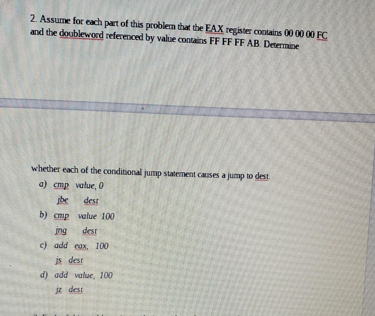Solved 2. Assume for each part of this problem that the EAX | Chegg.com