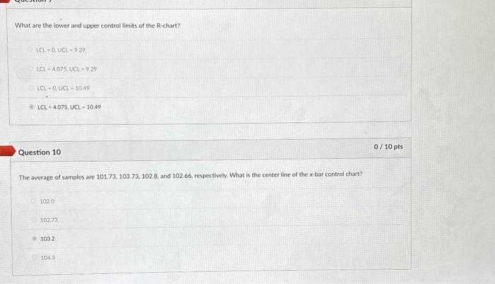 Solved What are the lower and upper control limits of the | Chegg.com | Chegg.com