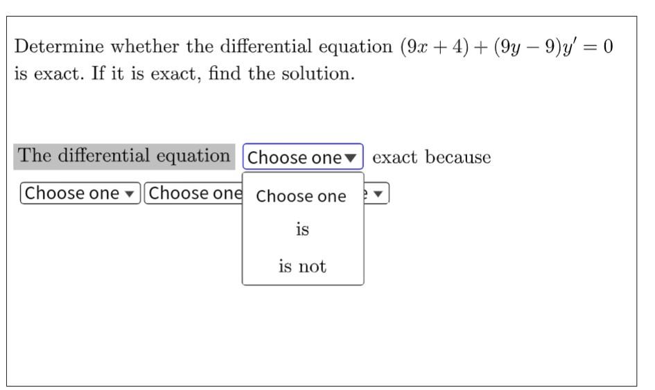 Solved Determine whether the differential equation | Chegg.com