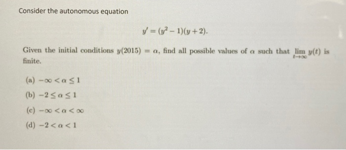 Solved consider the autonomous equation; given the initial | Chegg.com