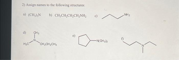 Solved 2) Assign names to the following structures: a) | Chegg.com