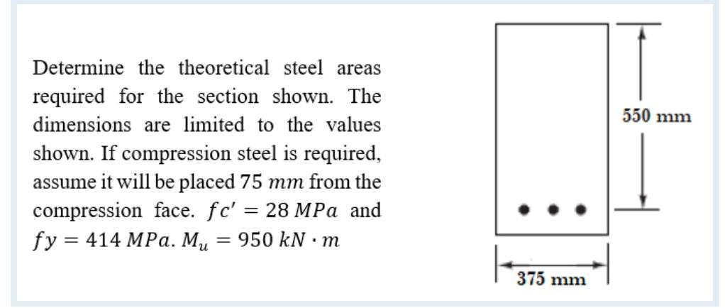 Solved 550 mm Determine the theoretical steel areas required | Chegg.com