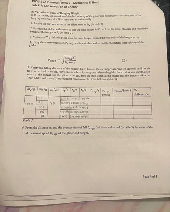 Solved PHYS B2A General Physics - Mechanics & Heat Lab #7: | Chegg.com