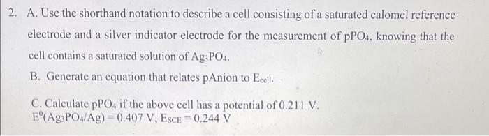 Solved 2. A. Use the shorthand notation to describe a cell | Chegg.com
