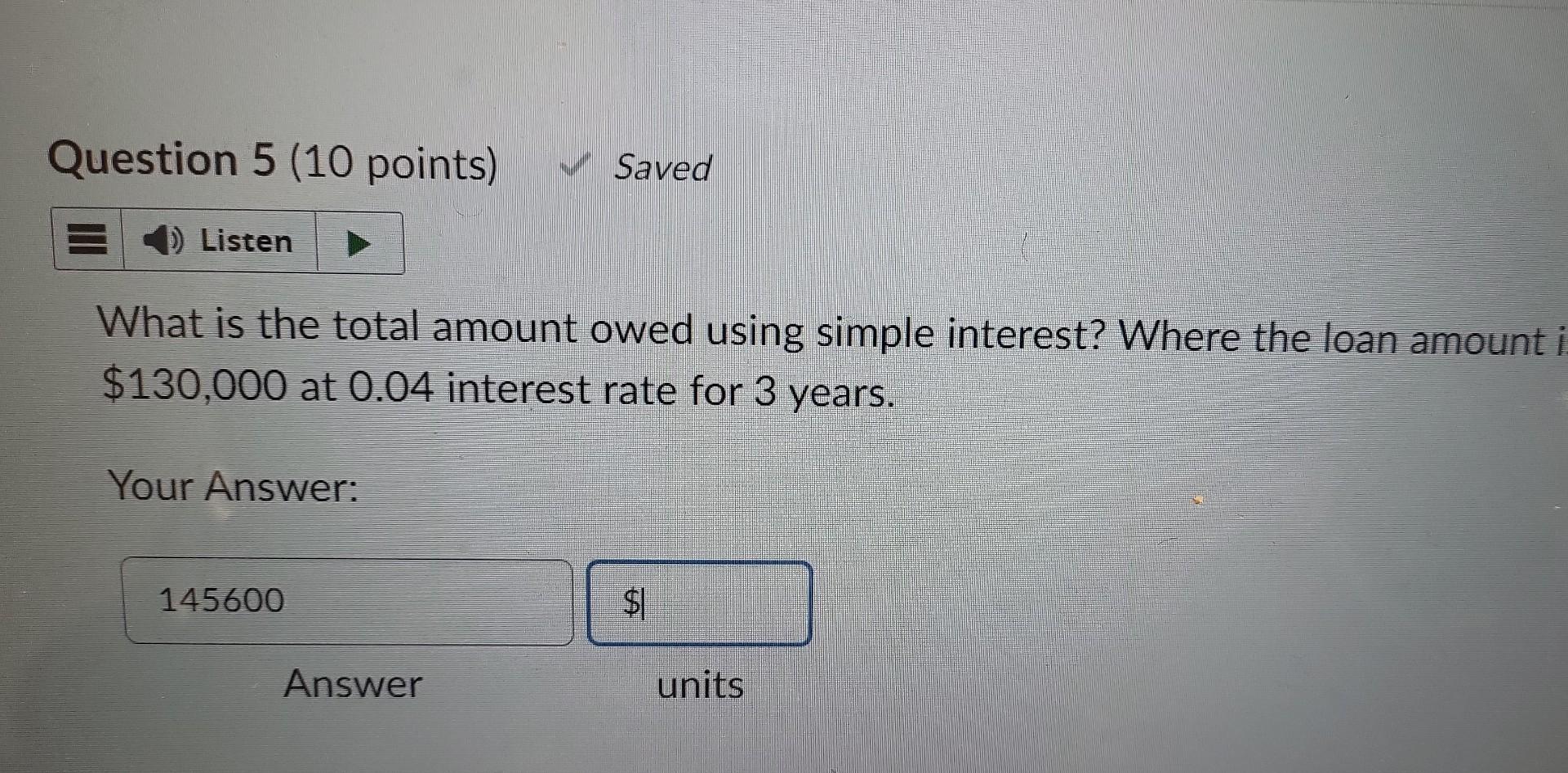 Solved What is the total amount owed using simple interest? | Chegg.com