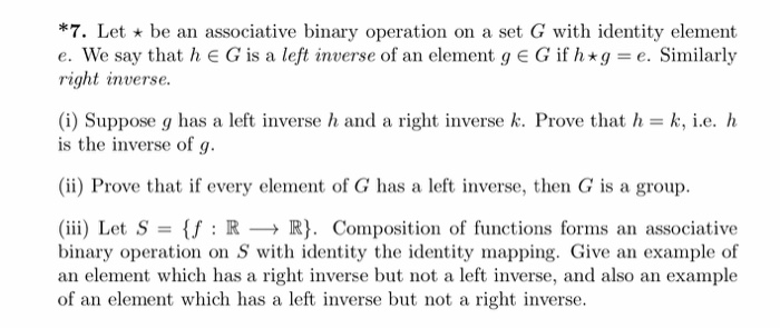 Solved *7. Let * be an associative binary operation on a set | Chegg.com