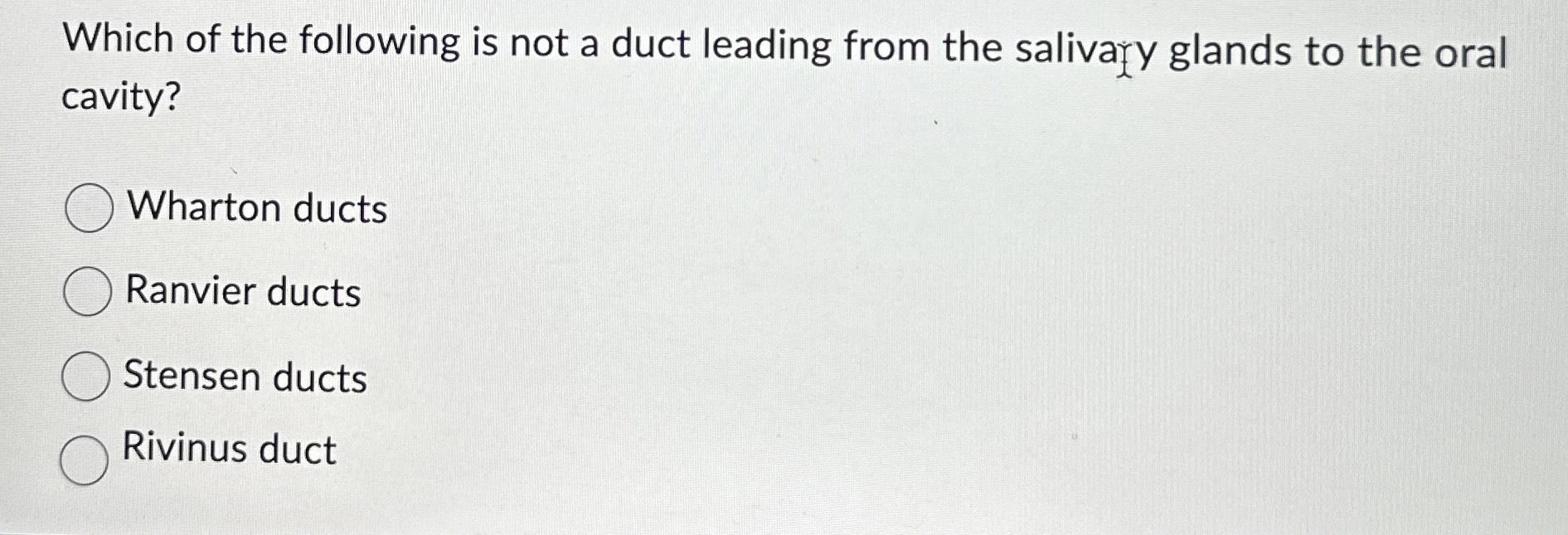 Solved Which of the following is not a duct leading from the | Chegg.com