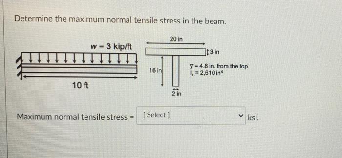 Solved Determine the maximum normal tensile stress in the | Chegg.com
