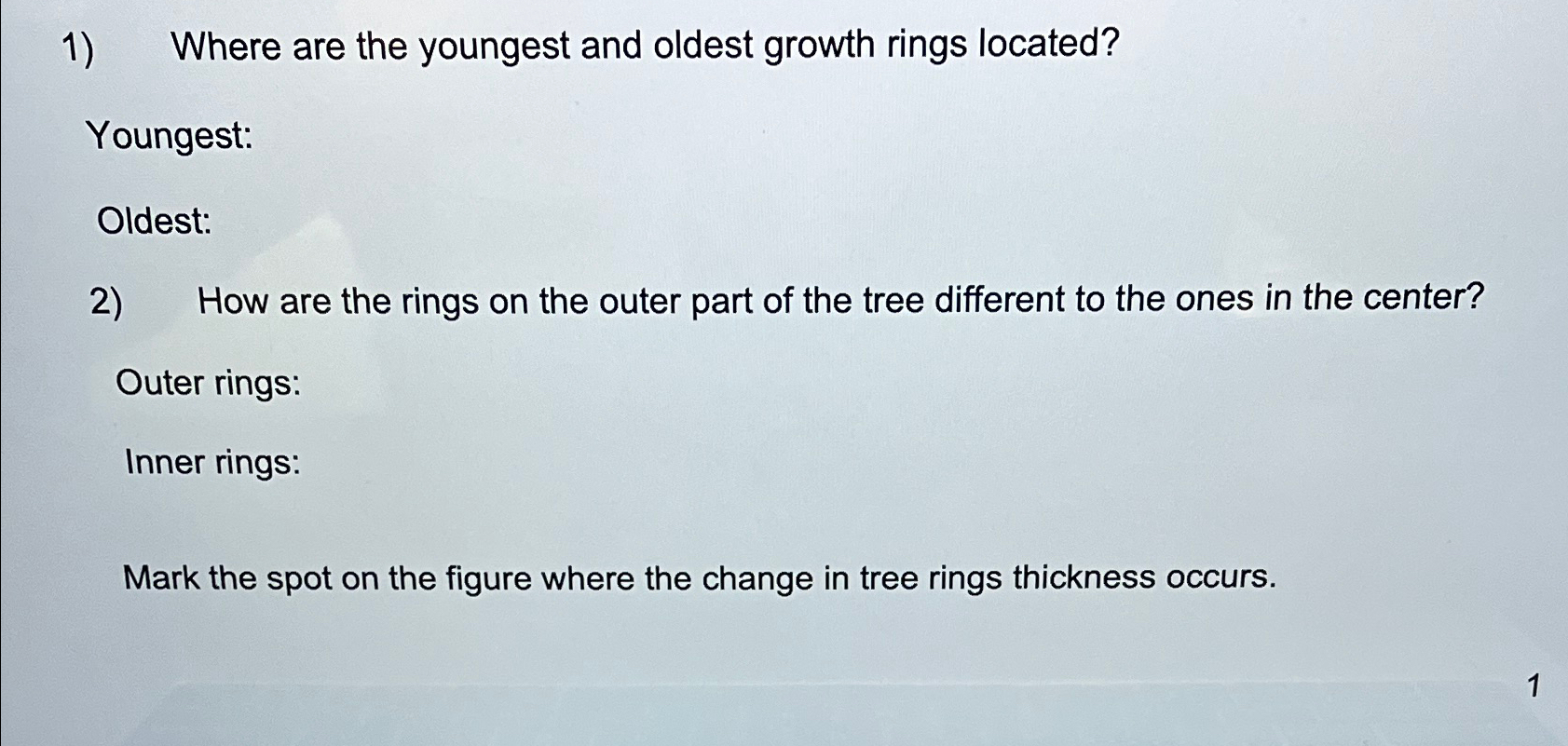 Solved Where are the youngest and oldest growth rings | Chegg.com