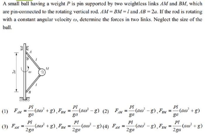 Solved A small ball having a weight P is pin supported by | Chegg.com