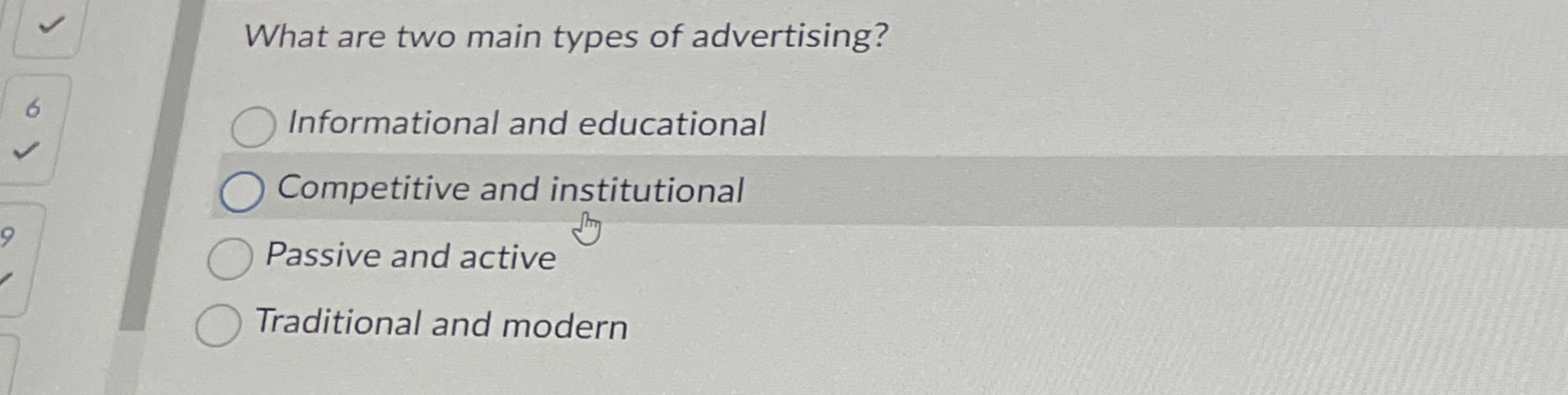 Solved What are two main types of advertising?Informational | Chegg.com