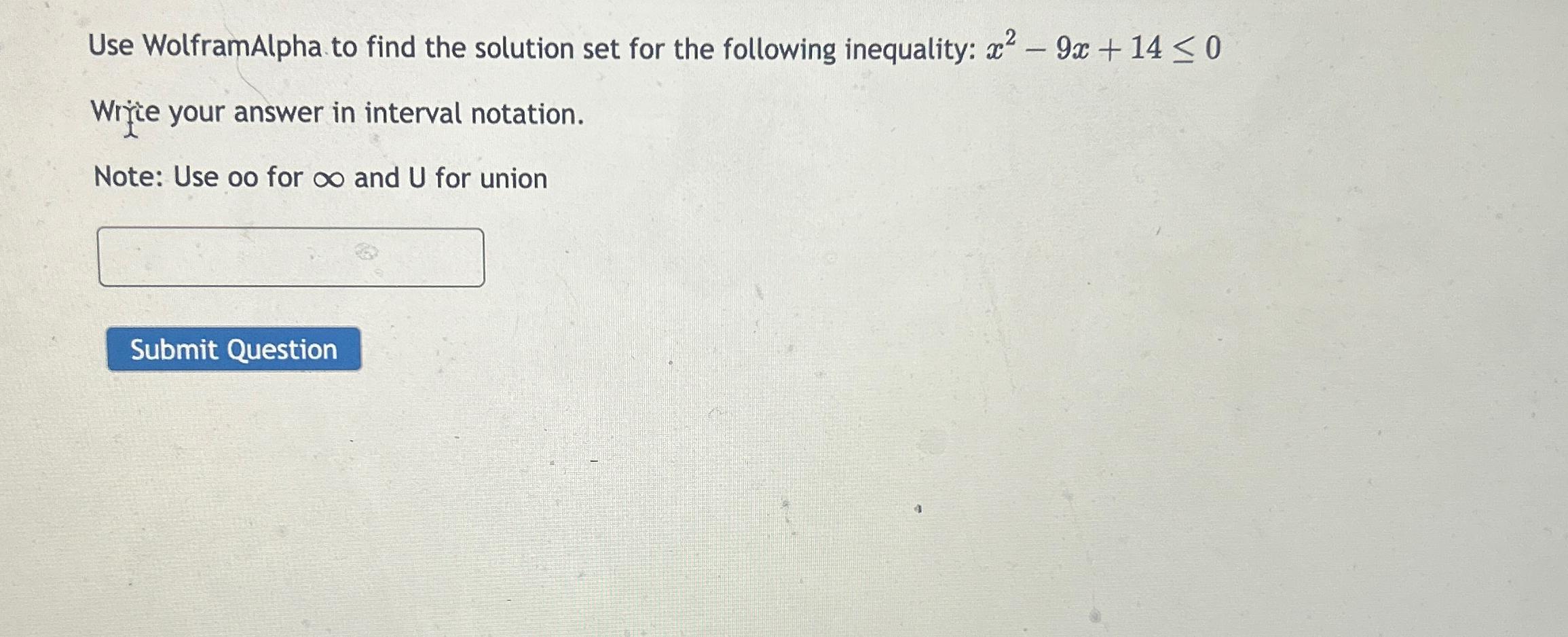 Solved Use WolframAlpha to find the solution set for the | Chegg.com