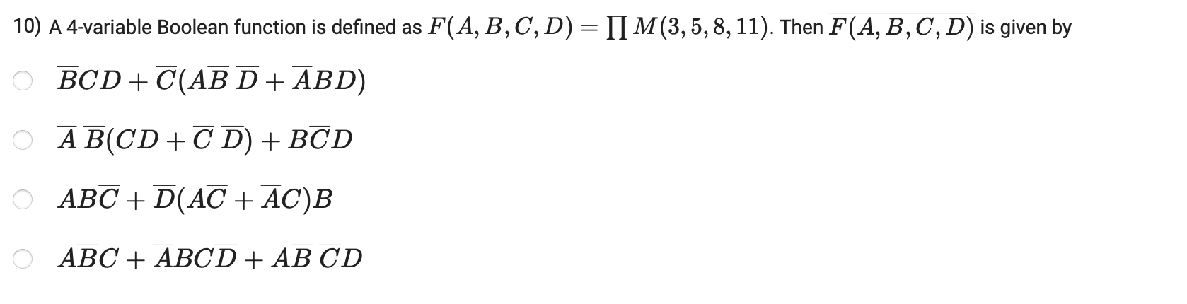 Solved A 4 Variable Boolean Function Is Defined As
