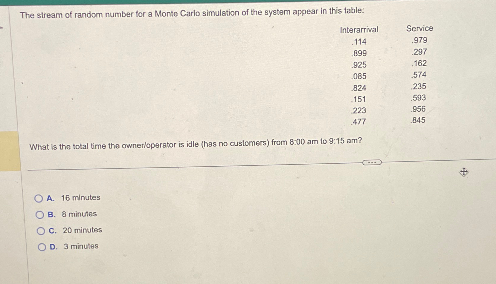 Solved The stream of random number for a Monte Carlo | Chegg.com