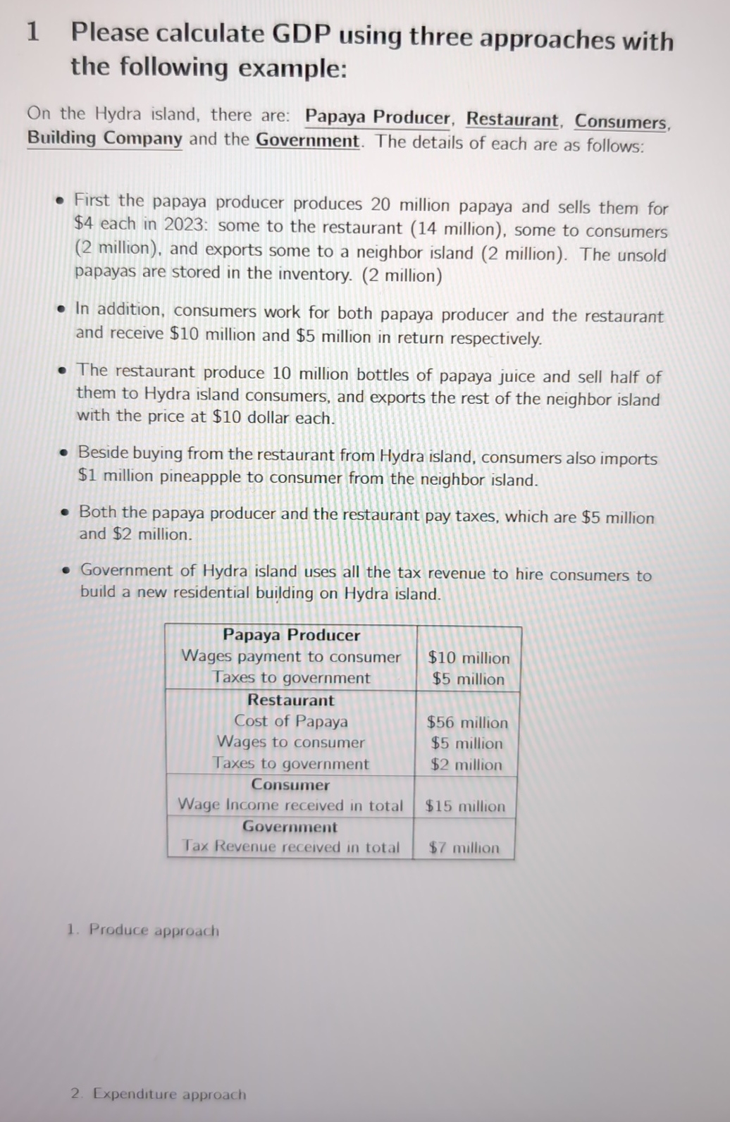 1 ﻿Please calculate GDP using three approaches with | Chegg.com