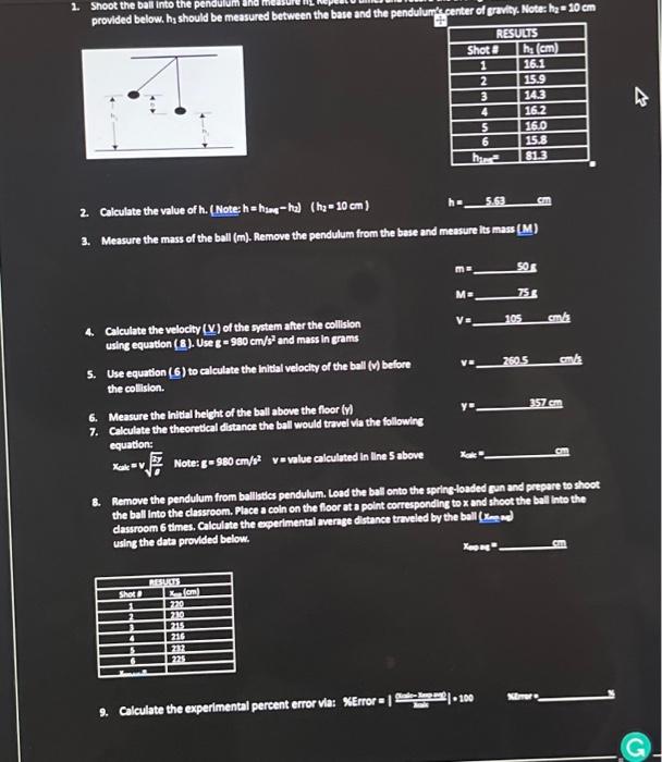 Solved 7. Calculate the theoretical distance the ball would | Chegg.com