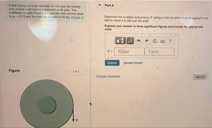 Solved A disk having an outer dameter of 120 mm fits loosely | Chegg.com