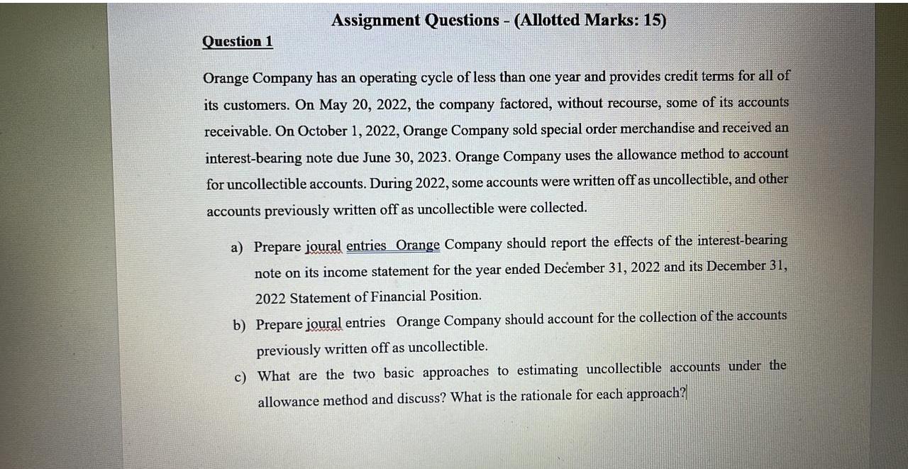 Solved Assignment Questions - (Allotted Marks: 15)Question | Chegg.com