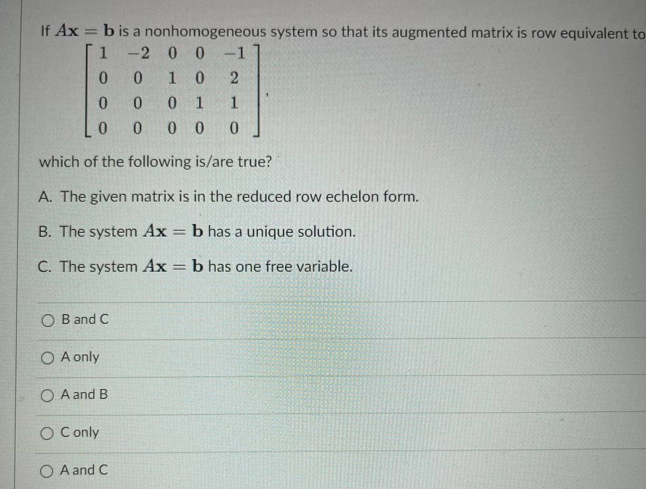 Solved If Ax=b is a nonhomogeneous system so that its | Chegg.com