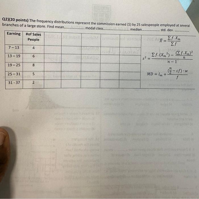 Solved Q2)(20 points) The frequency distributions represent | Chegg.com